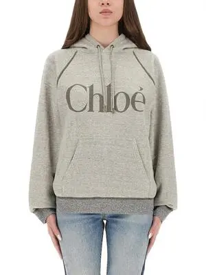 Chloé Oversized Logo Hoodie - Gray