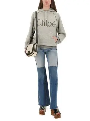 Chloé Oversized Logo Hoodie - Gray