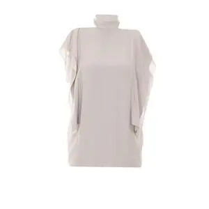 LANVIN Frilled Top In Charmeuse - Gray