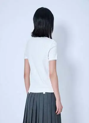 Miu Miu Lace-trim Logo-patch T-shirt