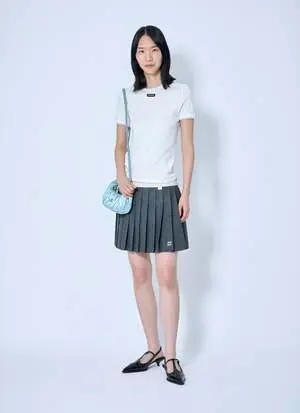 Miu Miu Lace-trim Logo-patch T-shirt - White