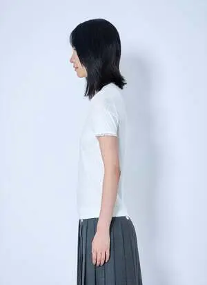 Miu Miu Lace-trim Logo-patch T-shirt - White