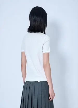 Miu Miu Lace-trim Logo-patch T-shirt - White