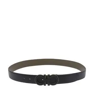 FERRAGAMO Adjustable And Reversible Gancini Belt - Black