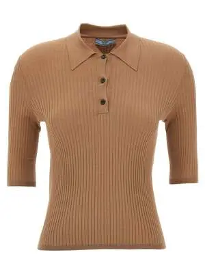 Prada Knitted Polo Shirt - Cream