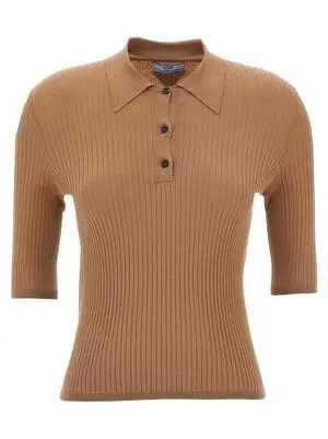 Prada Knitted Polo Shirt - Cream