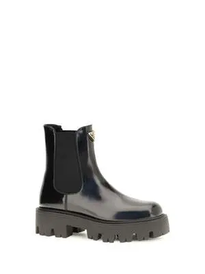 Prada Brushed Leather Ankle Boots