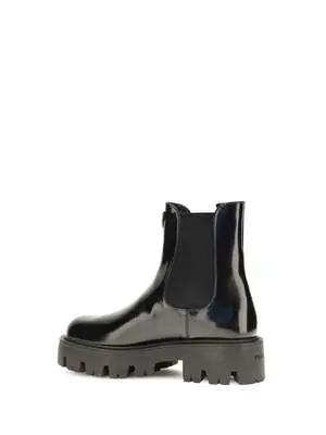 Prada Brushed Leather Ankle Boots