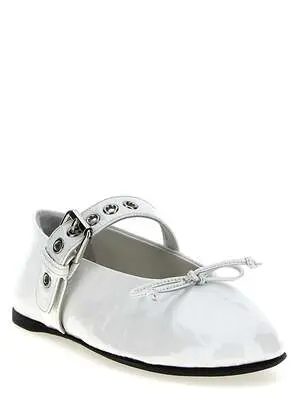 Miu Miu Buckle And Bow Ballet Flats