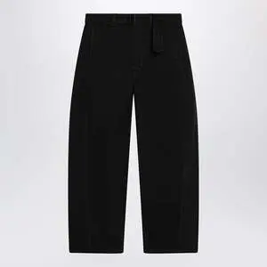 LEMAIRE Cotton Trousers With Belt - Black