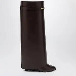 Givenchy Shark Pinch Leather Boots In Ebony - Brown