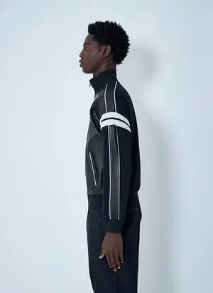 WALES BONNER Leather Logo Motif Bomber Jacket
