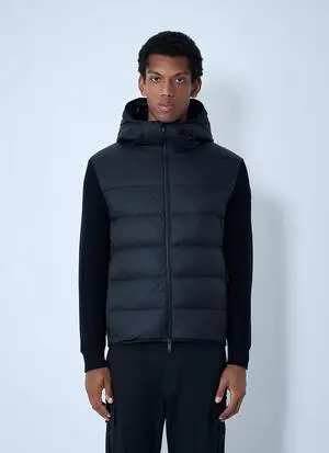Moncler Quilted Knit Hooded Cardigan - Black