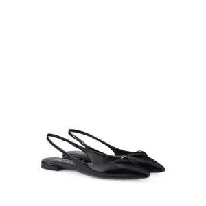 Prada Brushed Leather Pointed-toe Slingback Ballerinas