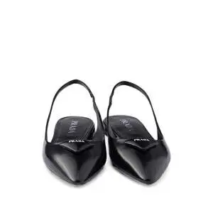 Prada Brushed Leather Pointed-toe Slingback Ballerinas