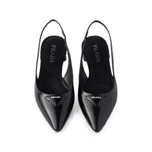 Prada Brushed Leather Pointed-toe Slingback Ballerinas