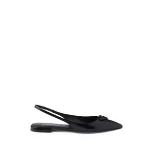 Prada Brushed Leather Slingback Ballerinas - Black
