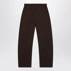 LEMAIRE Cotton Trousers With Belt - Brown