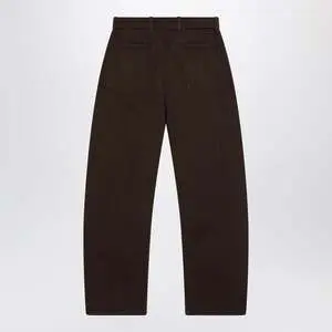 LEMAIRE Cotton Trousers With Belt - Brown