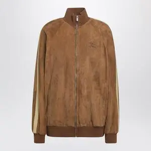 Miu Miu Waxed Suede Leather Jacket In Cognac