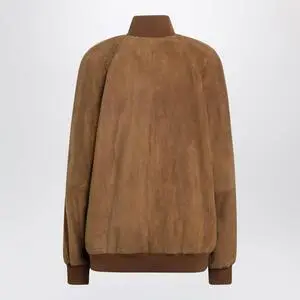 Miu Miu Waxed Suede Leather Jacket In Cognac