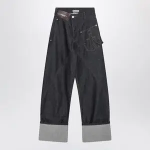 JW Anderson Workwear Jeans In Indigo Denim With Twisted Turn-up - Blue