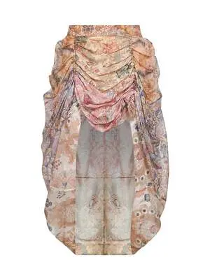 Zimmermann Spliced Floral Silk-linen Blend Rebellion Midi Skirt - Multicolor