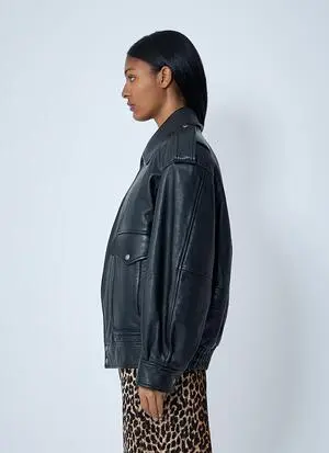 Saint Laurent Grained Leather Jacket - Black
