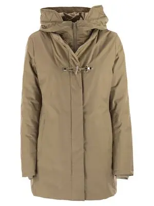 FAY Technical Gabardine Toggle Coat - Brown