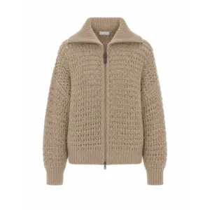 Brunello Cucinelli Mesh Dazzling Cardigan - Cream