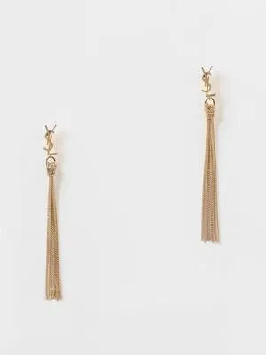 Saint Laurent Cassandre Brass Tassel Earrings - Gold