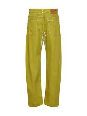 Marni Green Screen-printed Denim Wide-leg Jeans