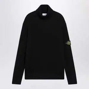 Stone Island Navy Ribbed Turtleneck Sweater - Blue