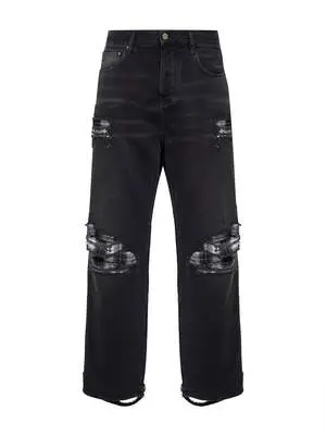 Amiri Denim Flannel Repair Baggy Jeans - Multicolor