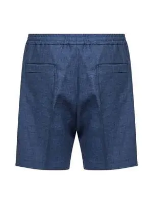 Zegna Navy Blue Oasi Lino Shorts