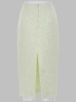 SELF-PORTRAIT Boucle Midi Skirt - Green