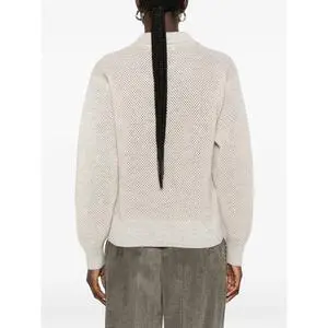 Brunello Cucinelli Perforated Knit Jumper - Cream