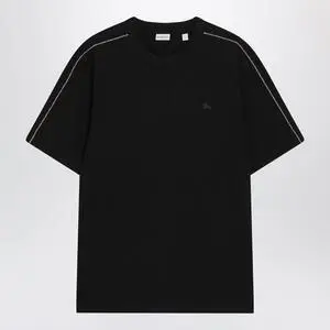 Burberry Cotton T-shirt With Check Trim - Black