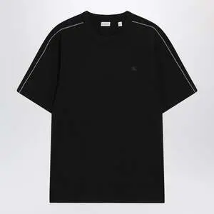 Burberry Cotton T-shirt With Check Trim - Black