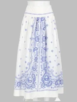 SELF-PORTRAIT Embroidered Midi Skirt - White