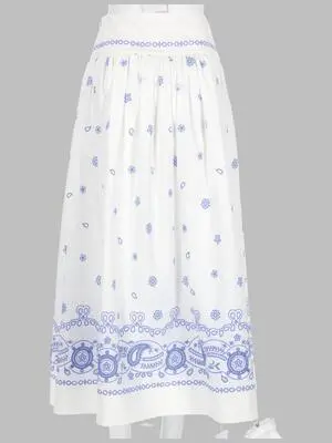 SELF-PORTRAIT Embroidered Midi Skirt - White