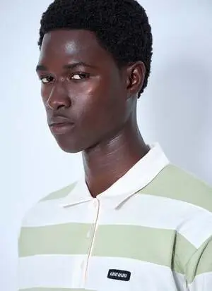 Miu Miu Striped Jersey Polo Shirt