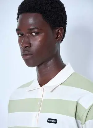 Miu Miu Striped Jersey Polo Shirt