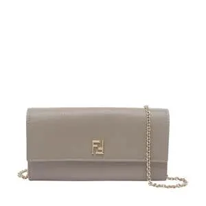 Fendi Ff Continental Wallet With Chain - Cream
