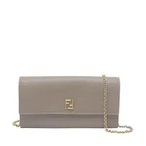 Fendi Ff Continental Wallet With Chain - Cream
