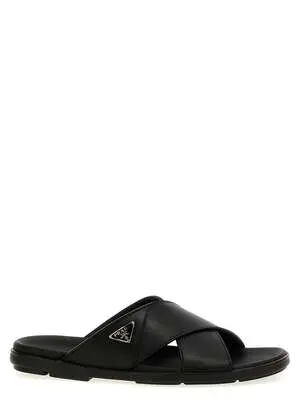 Prada Logo Sandals - Black
