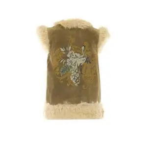 Etro Shearling Vest Peacock Embroidery