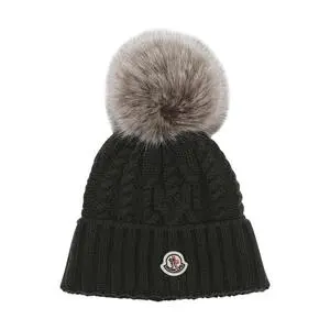 Moncler Logo Beanie With Pom-pon - Green