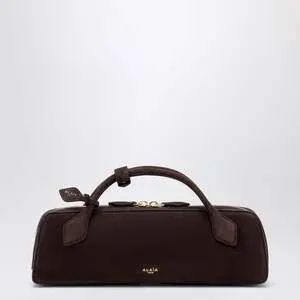 Alaïa Le Teckel Pouch In Suede Goat Leather, Smoky - Brown