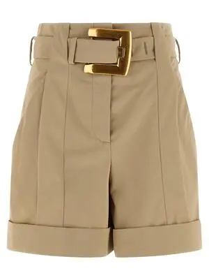 Balmain Anthem' Buckle Shorts - Cream